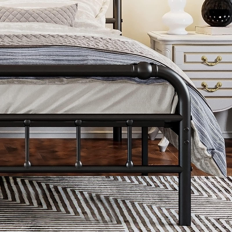 Ashwyn Reinforced 14 inch High Alloy Steel Tube Iron Bed Frame Easy to Install Anti rocking Heavy Duty Williston Forge Size California King